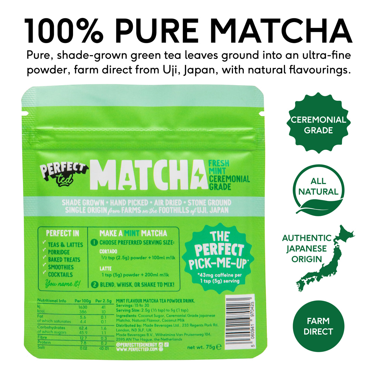 Fresh Mint Matcha Latte Powder – PerfectTed